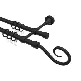 GARDINENSTANGE Primus Allegra 280 cm (geteilt in 2 x 140 cm), 2-l&auml;ufig, 16 mm &Oslash; Schwarz