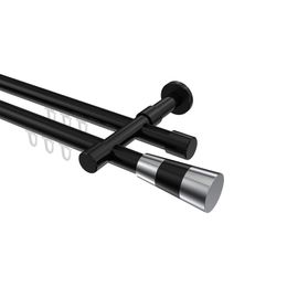 GARDINENSTANGE INNENLAUF Prestige Tanara 400 cm (geteilt in 2 x 200 cm), 2-l&auml;ufig, 20 mm &Oslash; Schwarz