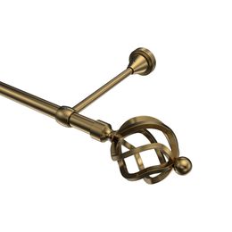 GARDINENSTANGE Primus Paolo 140 cm, 1-l&auml;ufig (ohne Ringe), 16 mm &Oslash; Messing Antik