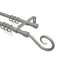 GARDINENSTANGE Olymp Allegra 240 cm (geteilt in 2 x 120 cm), 2-l&auml;ufig, 16 mm &Oslash; Chrom matt