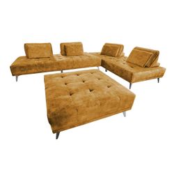 KAWOLA MODULSOFA MIT HOCKER WIOLO Braun Velvet