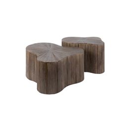 KAWOLA COUCHTISCH INKA 2ER SET Braun Teakholz