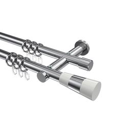 GARDINENSTANGE Platon Tanara 260 cm (geteilt in 2 x 130 cm), 2-l&auml;ufig, 20 mm &Oslash; Chrom