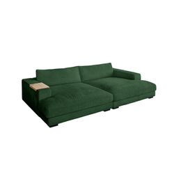 KAWOLA BIG SOFA XL MIT TABLETT MADELINE Smaragdgr&uuml;n Cord