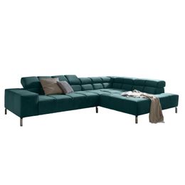 KAWOLA ECKSOFA MIT MOTORISCHEM SITZVORZUG NELSON Smaragdgr&uuml;n Velvet Relaxfunktion