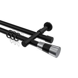 GARDINENSTANGE RUNDROHR-INNENLAUF Prestige Tanara 360 cm (geteilt in 2 x 180 cm), 2-l&auml;ufig, 20 mm &Oslash; Schwarz