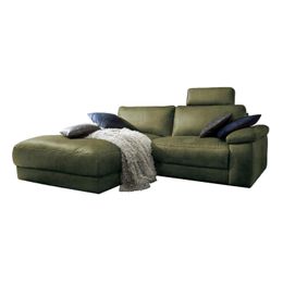 KAWOLA ECKSOFA MOTORISCHER RELAXFUNKTION LOLA Dunkelgr&uuml;n Leder Relaxfunktion