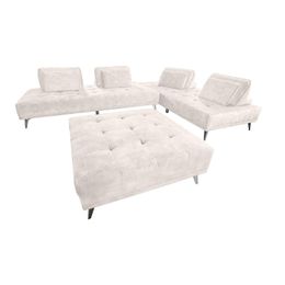 KAWOLA MODULSOFA MIT HOCKER WIOLO Cremewei&szlig; Velvet