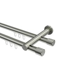 GARDINENSTANGE INNENLAUF Platon Santo 240 cm (geteilt in 2 x 120 cm), 2-l&auml;ufig, 20 mm &Oslash; Edelstahl-Optik
