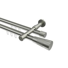 GARDINENSTANGE INNENLAUF Prestige Tanara 240 cm (geteilt in 2 x 120 cm), 2-l&auml;ufig, 20 mm &Oslash; Edelstahl-Optik