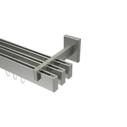 GARDINENSTANGE INNENLAUF Smartline Paxo 320 cm (geteilt in 2 x 160 cm), 3-l&auml;ufig, 14x35 mm Edelstahl-Optik