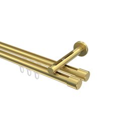 GARDINENSTANGE INNENLAUF Siteno Santo 540 cm (geteilt in 3 x 180 cm), 2-l&auml;ufig, 20 mm &Oslash; Messing-Optik
