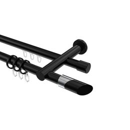 GARDINENSTANGE RUNDROHR-INNENLAUF Platon Verano 200 cm, 2-l&auml;ufig, 20 mm &Oslash; Schwarz