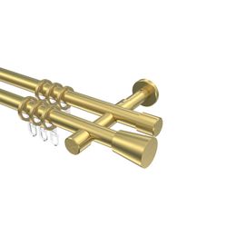 GARDINENSTANGE Prestige Sitra 420 cm (geteilt in 3 x 140 cm), 2-l&auml;ufig, 20 mm &Oslash; Messing-Optik