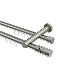 GARDINENSTANGE INNENLAUF Platon Zoena 360 cm (geteilt in 2 x 180 cm), 2-l&auml;ufig, 20 mm &Oslash; Edelstahl-Optik