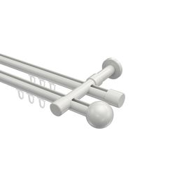 GARDINENSTANGE INNENLAUF Prestige Luino 480 cm (geteilt in 3 x 160 cm), 2-l&auml;ufig, 20 mm &Oslash; Wei&szlig;