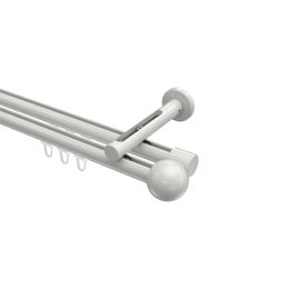 GARDINENSTANGE INNENLAUF Siteno Luino 520 cm (geteilt in 4 x 130 cm), 2-l&auml;ufig, 20 mm &Oslash; Wei&szlig;