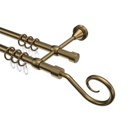 GARDINENSTANGE Primus Allegra 120 cm, 2-l&auml;ufig, 16 mm &Oslash; Messing Antik