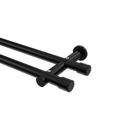 GARDINENSTANGE Platon Santo 360 cm (geteilt in 2 x 180 cm), 2-l&auml;ufig (ohne Ringe), 20 mm &Oslash; Schwarz