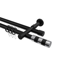 GARDINENSTANGE RUNDROHR-INNENLAUF Prestige Mavell 400 cm (geteilt in 2 x 200 cm), 2-l&auml;ufig, 20 mm &Oslash; Schwarz
