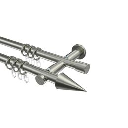 GARDINENSTANGE Platon Savio 280 cm (geteilt in 2 x 140 cm), 2-l&auml;ufig, 20 mm &Oslash; Edelstahl-Optik