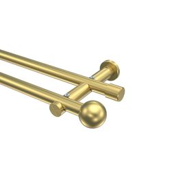 GARDINENSTANGE Platon Luino 240 cm (geteilt in 2 x 120 cm), 2-l&auml;ufig (ohne Ringe), 20 mm &Oslash; Messing-Optik