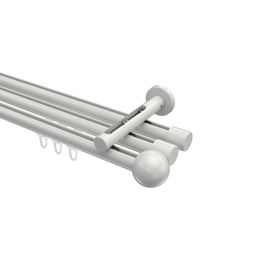 GARDINENSTANGE INNENLAUF Siteno Luino 280 cm (geteilt in 2 x 140 cm), 3-l&auml;ufig, 20 mm &Oslash; Wei&szlig;