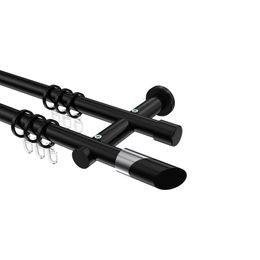 GARDINENSTANGE Platon Verano 540 cm (geteilt in 3 x 180 cm), 2-l&auml;ufig, 20 mm &Oslash; Schwarz