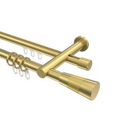 GARDINENSTANGE RUNDROHR-INNENLAUF Platon Tanara 420 cm (geteilt in 3 x 140 cm), 2-l&auml;ufig, 20 mm &Oslash; Messing-Optik
