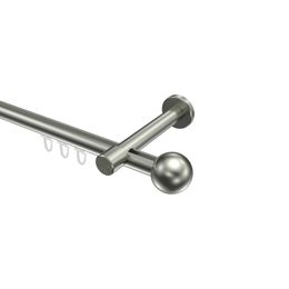 GARDINENSTANGE INNENLAUF Prestige Luino 240 cm (geteilt in 2 x 120 cm), 1-l&auml;ufig, 20 mm &Oslash; Edelstahl-Optik