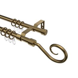 GARDINENSTANGE Olymp Allegra 180 cm, 2-l&auml;ufig, 16 mm &Oslash; Messing Antik