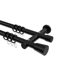 GARDINENSTANGE Platon Sitra 400 cm (geteilt in 2 x 200 cm), 2-l&auml;ufig, 20 mm &Oslash; Schwarz