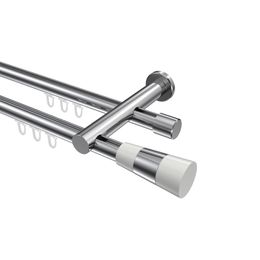 GARDINENSTANGE INNENLAUF Platon Tanara 420 cm (geteilt in 3 x 140 cm), 2-l&auml;ufig, 20 mm &Oslash; Chrom