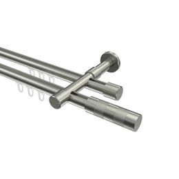 GARDINENSTANGE INNENLAUF Prestige Mavell 260 cm (geteilt in 2 x 130 cm), 2-l&auml;ufig, 20 mm &Oslash; Edelstahl-Optik