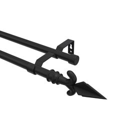 GARDINENSTANGE Olymp Matteo 200 cm, 2-l&auml;ufig (ohne Ringe), 16 mm &Oslash; Schwarz