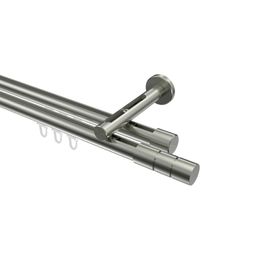 GARDINENSTANGE INNENLAUF Siteno Elanto 320 cm (geteilt in 2 x 160 cm), 2-l&auml;ufig, 20 mm &Oslash; Edelstahl-Optik