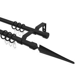 GARDINENSTANGE Olymp Lorenzo 480 cm (geteilt in 3 x 160 cm), 2-l&auml;ufig, 16 mm &Oslash; Schwarz