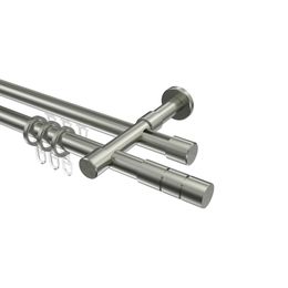 GARDINENSTANGE RUNDROHR-INNENLAUF Prestige Elanto 200 cm, 2-l&auml;ufig, 20 mm &Oslash; Edelstahl-Optik