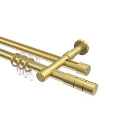 GARDINENSTANGE RUNDROHR-INNENLAUF Prestige Elanto 420 cm (geteilt in 3 x 140 cm), 2-l&auml;ufig, 20 mm &Oslash; Messing-Optik
