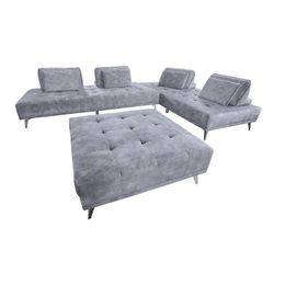 KAWOLA MODULSOFA MIT HOCKER WIOLO Grau Velvet