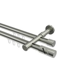 GARDINENSTANGE INNENLAUF Prestige Zoena 320 cm (geteilt in 2 x 160 cm), 2-l&auml;ufig, 20 mm &Oslash; Edelstahl-Optik