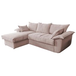 KAWOLA ECKSOFA DAMETO Pink Cord Mit Schlaffunktion