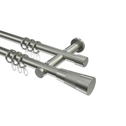 GARDINENSTANGE Platon Tanara 480 cm (geteilt in 3 x 160 cm), 2-l&auml;ufig, 20 mm &Oslash; Edelstahl-Optik
