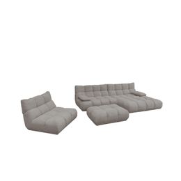 KAWOLA SITZGRUPPE VIVIEN 3ER SET Grau Cord (1er-Set)