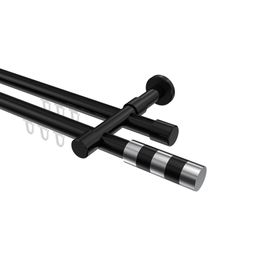 GARDINENSTANGE INNENLAUF Prestige Mavell 240 cm (geteilt in 2 x 120 cm), 2-l&auml;ufig, 20 mm &Oslash; Schwarz
