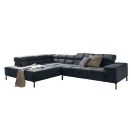 KAWOLA ECKSOFA MIT MOTORISCHEM SITZVORZUG NELSON Schwarz Velvet Relaxfunktion