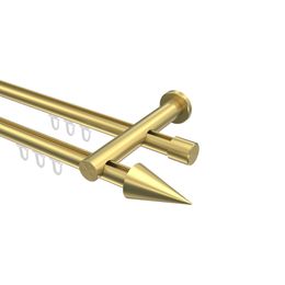 GARDINENSTANGE INNENLAUF Platon Savio 200 cm, 2-l&auml;ufig, 20 mm &Oslash; Messing-Optik