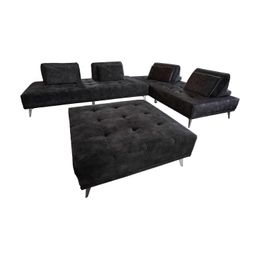 KAWOLA MODULSOFA MIT HOCKER WIOLO Anthrazit Velvet