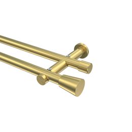 GARDINENSTANGE Platon Sitra 140 cm, 2-l&auml;ufig (ohne Ringe), 20 mm &Oslash; Messing-Optik