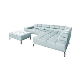 KAWOLA ECKSOFA NELSON Hellblau Leder Relaxfunktion